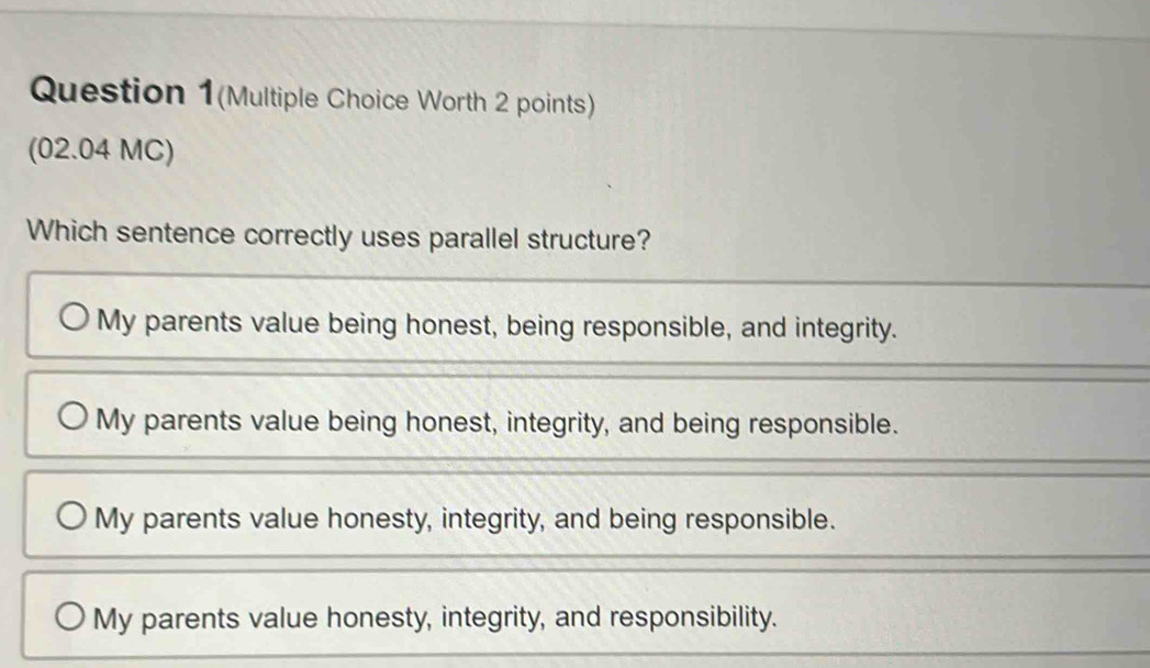 Solved: Question 1(Multiple Choice Worth 2 points) (02.04 MC) Which ...