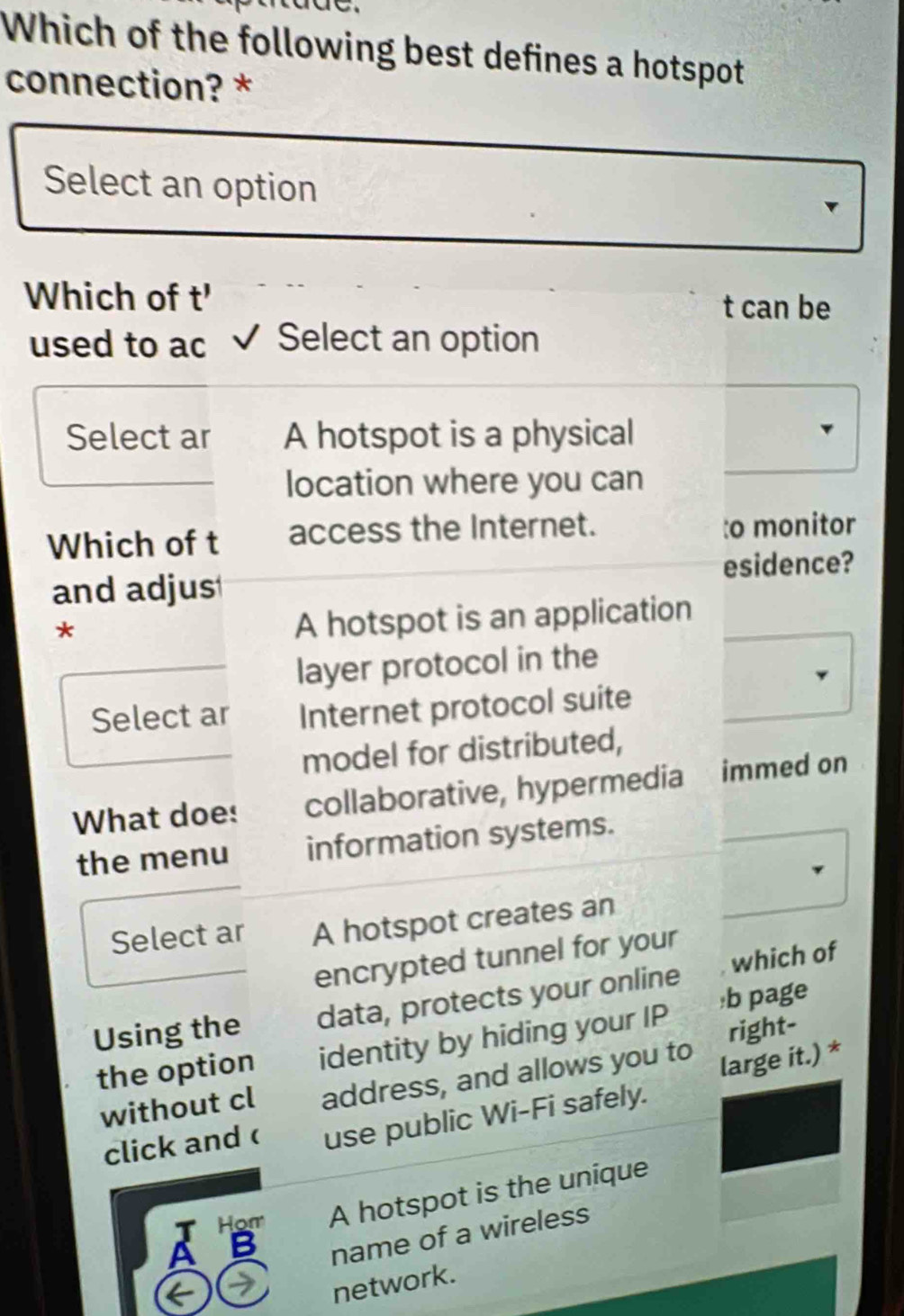 Solved: Which of the following best defines a hotspot connection ...