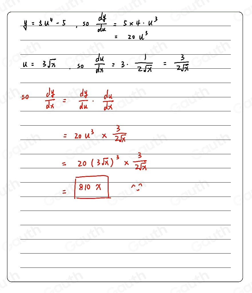 Solved: Given y=f(u) and u=g(x) , find dy/dx by using Leibniz's ...
