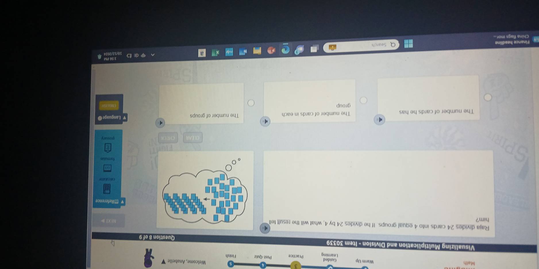 Solved: Welcome, Anabelle Math Warm Up Guided Practice Post-Quiz Finish ...