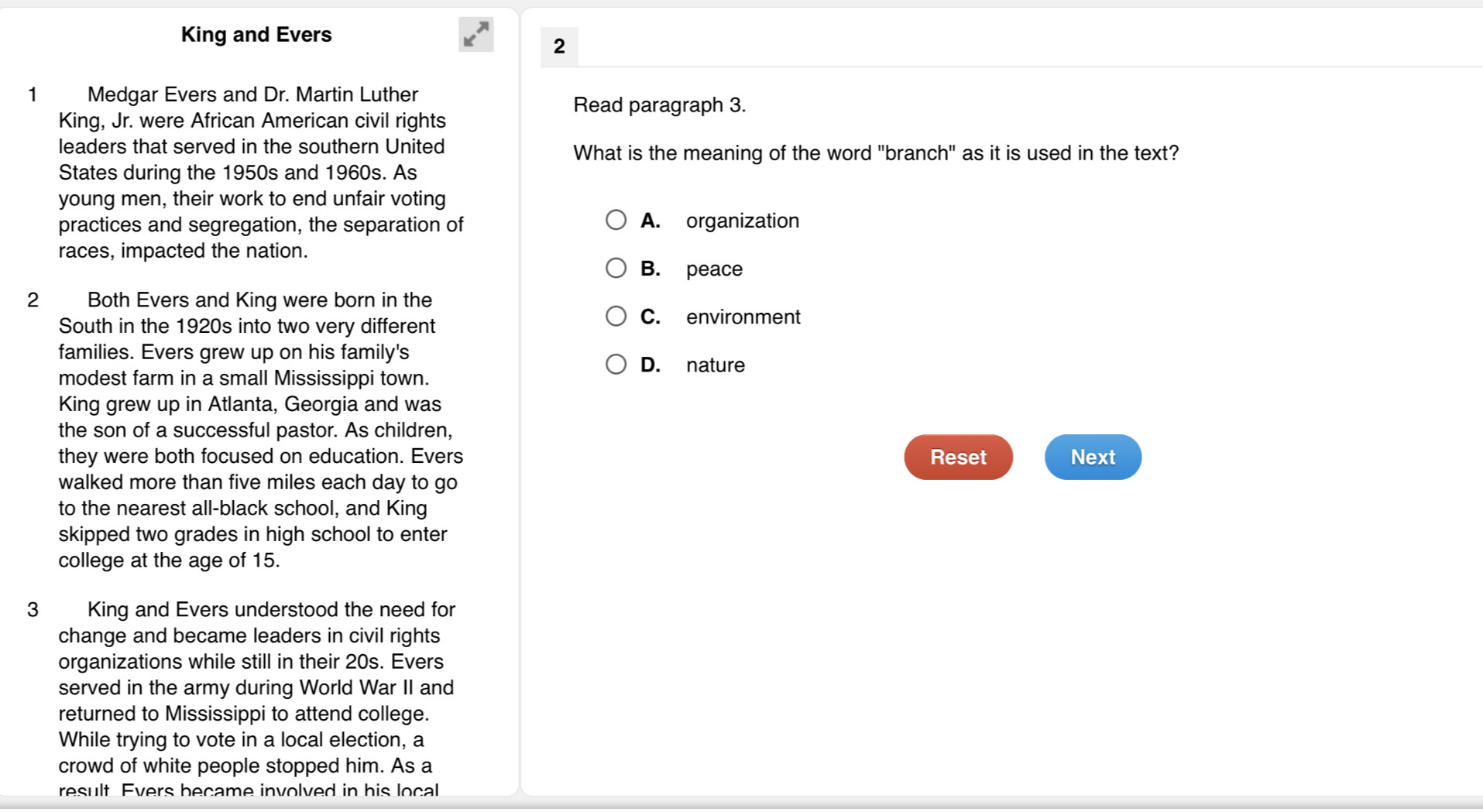 Solved: King and Evers 2 1 Medgar Evers and Dr. Martin Luther Read ...