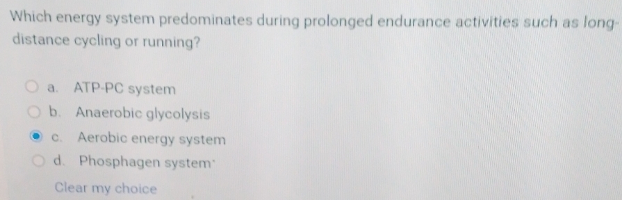 Résolu :Which energy system predominates during prolonged endurance ...