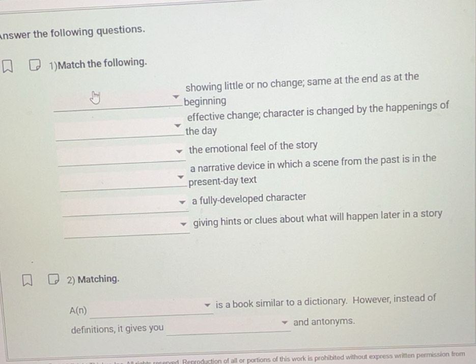 Solved: nswer the following questions. 1)Match the following. showing ...