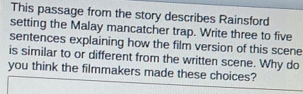 Solved: This passage from the story describes Rainsford setting the ...