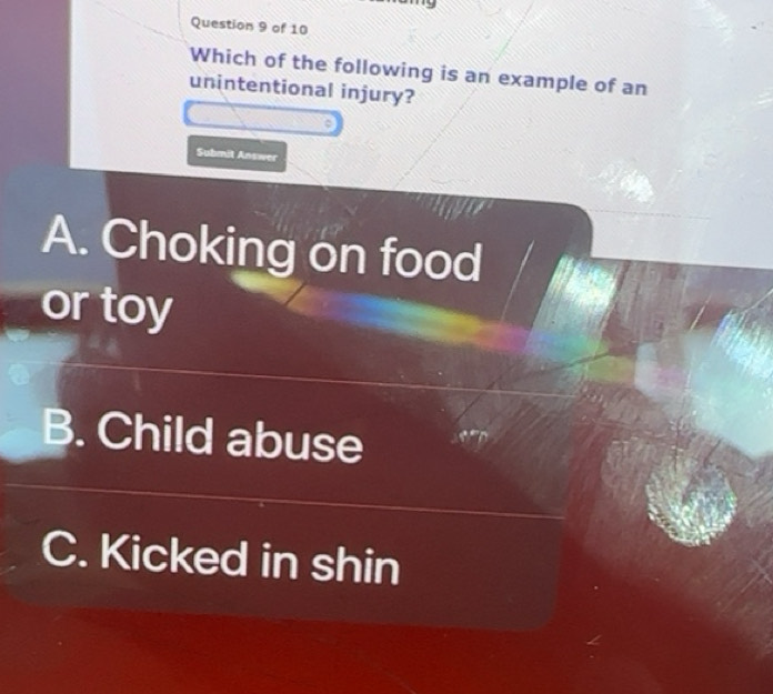 Solved: Which of the following is an example of an unintentional injury ...