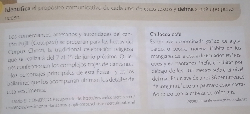 Resuelto:Identifica el propósito comunicativo de cada uno de estos ...