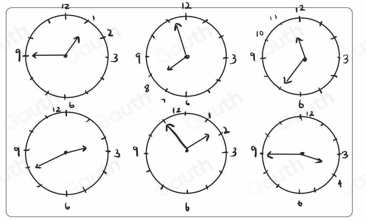 Solved: Draw clock faces showing time to the hour. Eg. 15 minutes to 1: ...