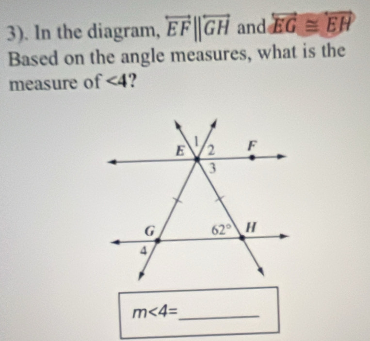 Solved: 3). In the diagram, overleftrightarrow EFparallel ...