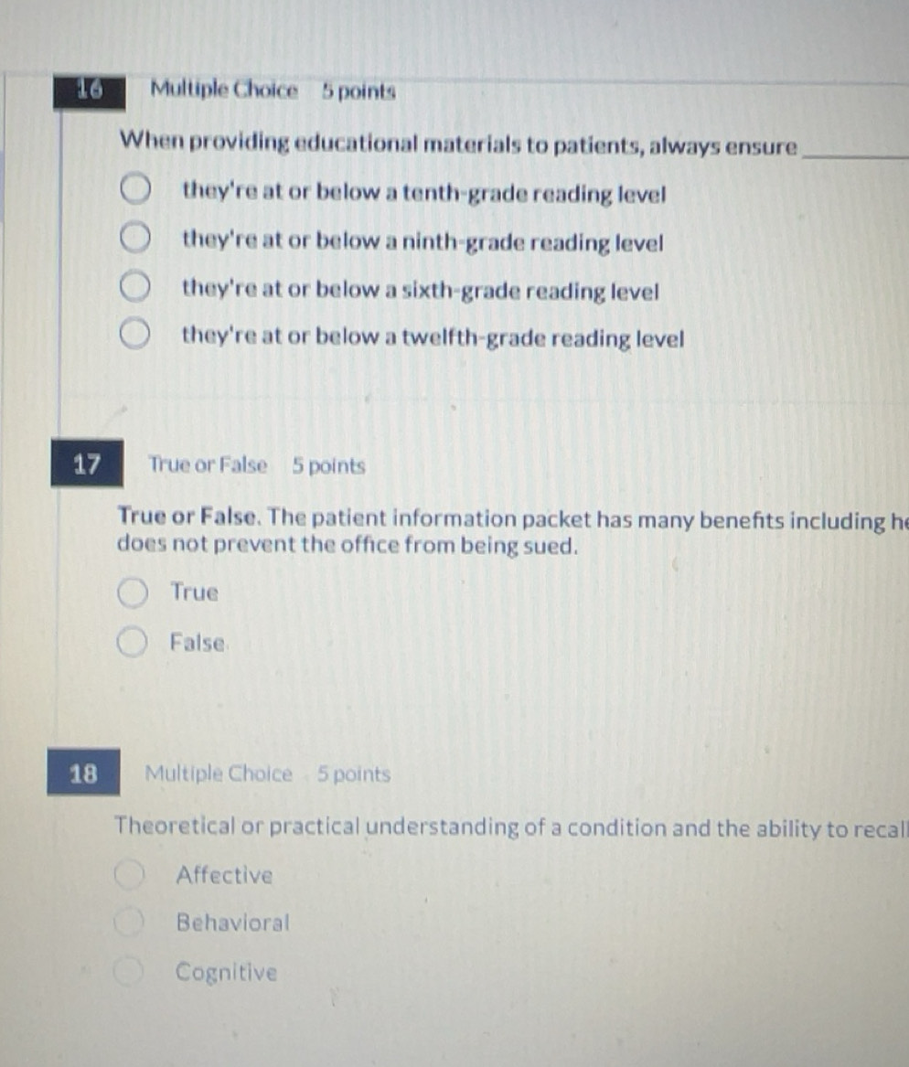 Solved: When providing educational materials to patients, always ensure ...