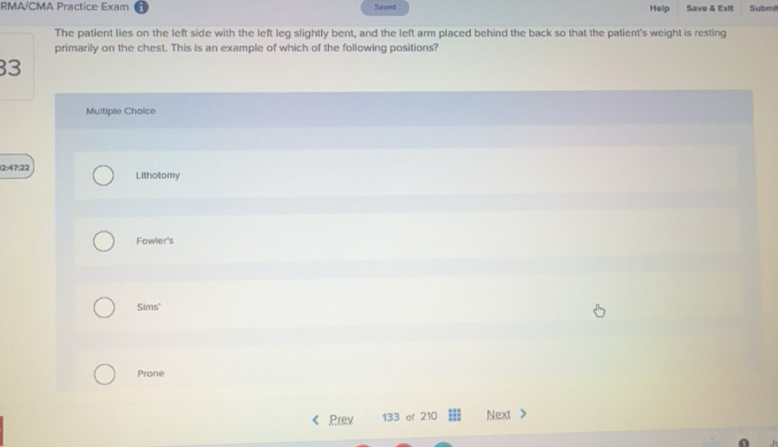 Solved: RMA/CMA Practice Exam Saved Help Save & Exlt Submi The patient ...