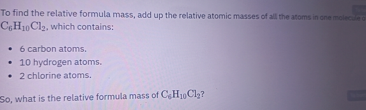 Solved: To find the relative formula mass, add up the relative atomic ...
