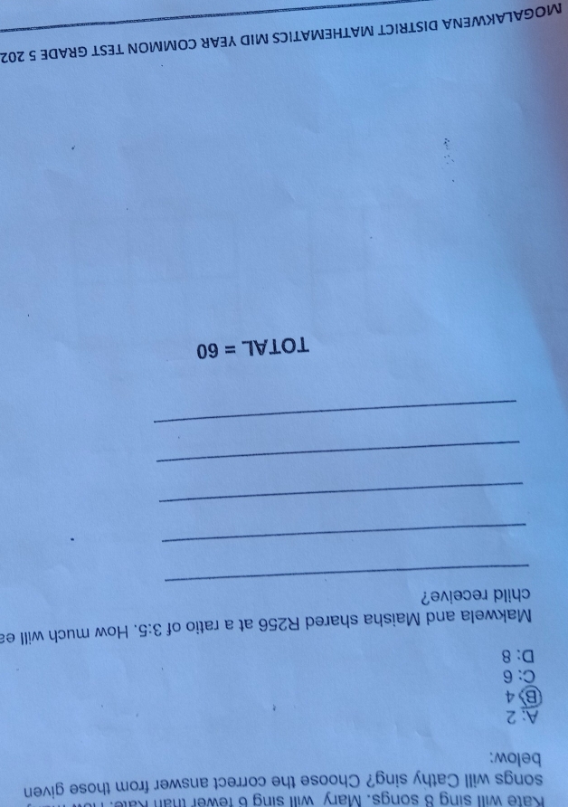 Solved: Kate will sing 8 songs. Mary will sing 6 fewer than Kale. songs ...