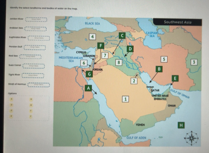 Solved: Identify the select landforms and bodies of water on the map ...