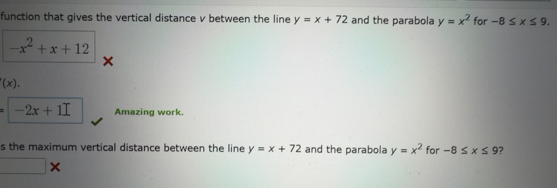 Solved: function that gives the vertical distance v between the line y ...