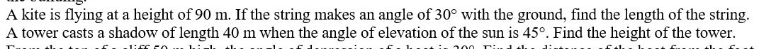 Gelöst:A kite is flying at a height of 90 m. If the string makes an ...