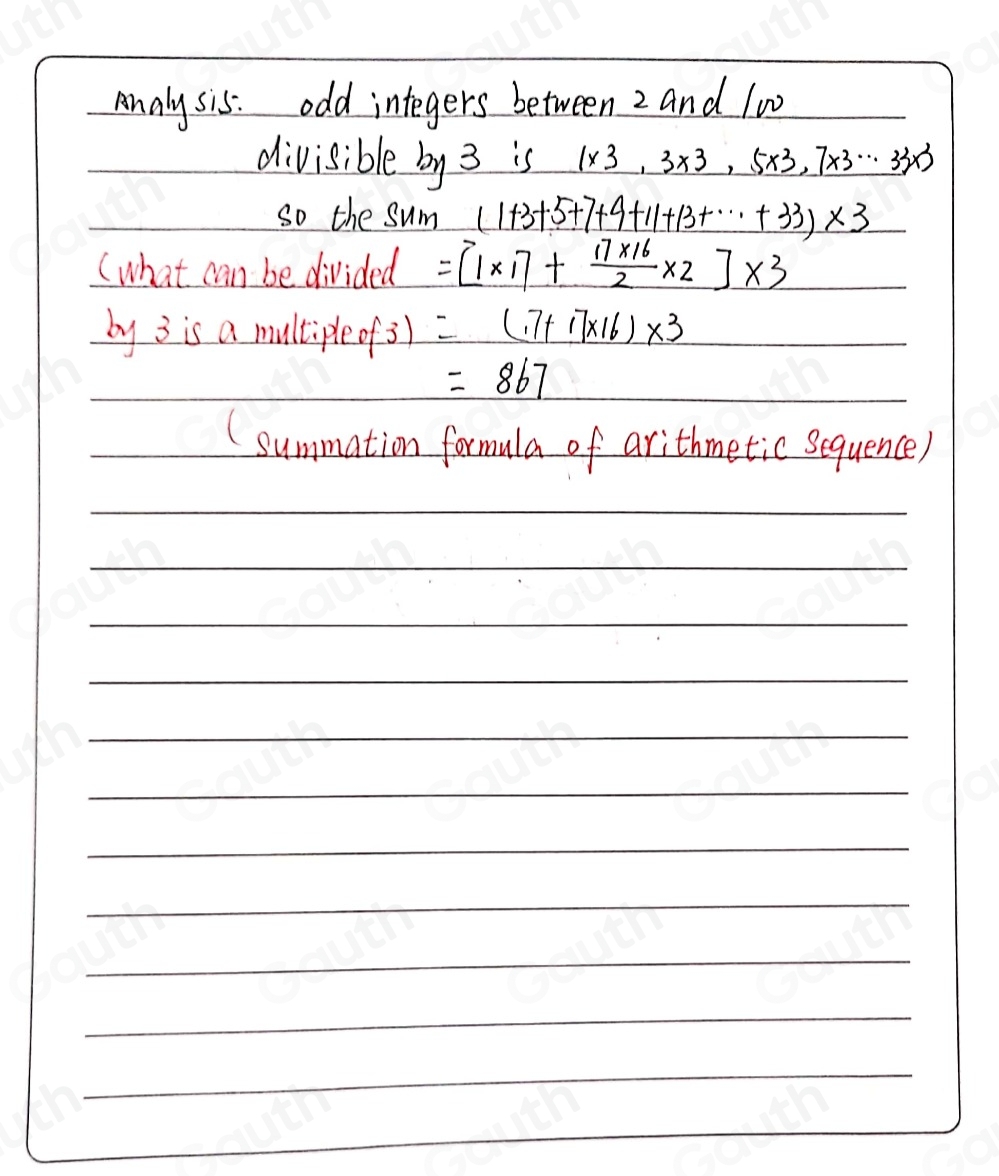Solved: The sum of all odd integers between 2 and 100 divisible by 3 is ...