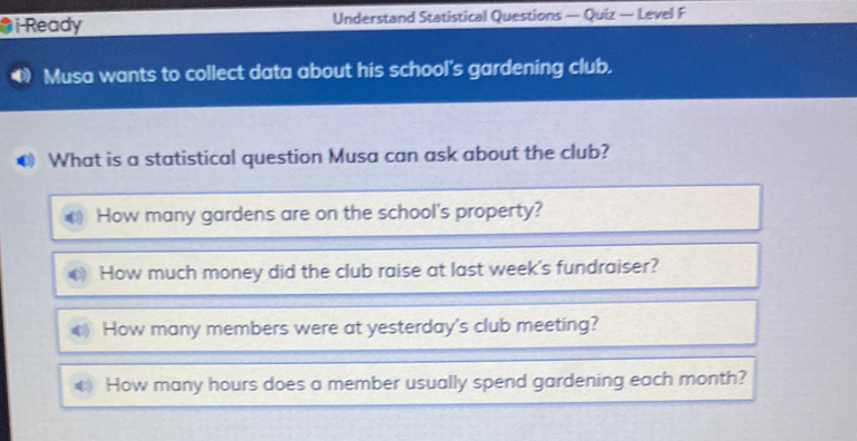 Solved: i-Ready Understand Statistical Questions — Quiz — Level F Musa ...