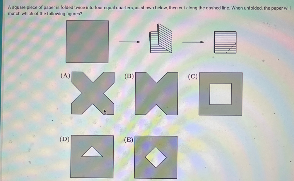Solved: A square piece of paper is folded twice into four equal ...