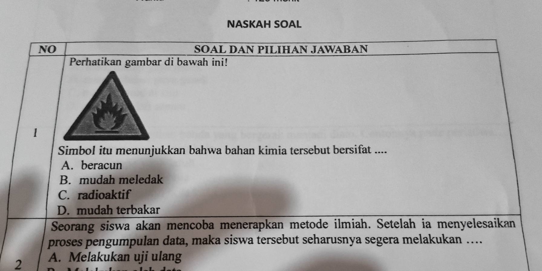 Telah dijawab:NASKAH SOAL NO SOAL DAN PILIHAN JAWABAN Perhatikan gambar ...