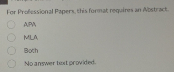 Solved: For Professional Papers, this format requires an Abstract. APA ...