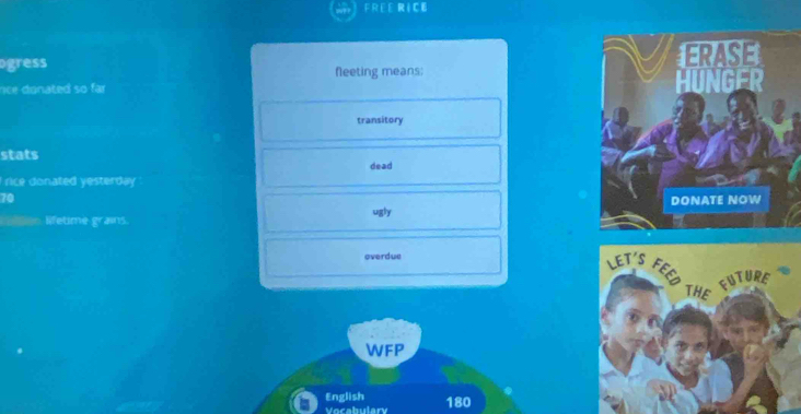 Solved: FréE RICE ogress fleeting means: nce donated so far transitory ...