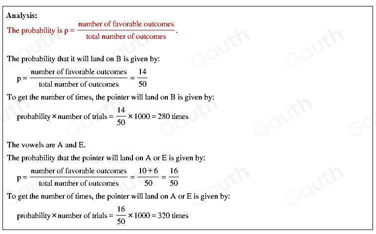 Solved: A spinner is divided into five sections, labeled A, B, C, D ...
