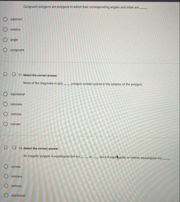 Solved: Congruent polygons are polygons in which their corresponding ...