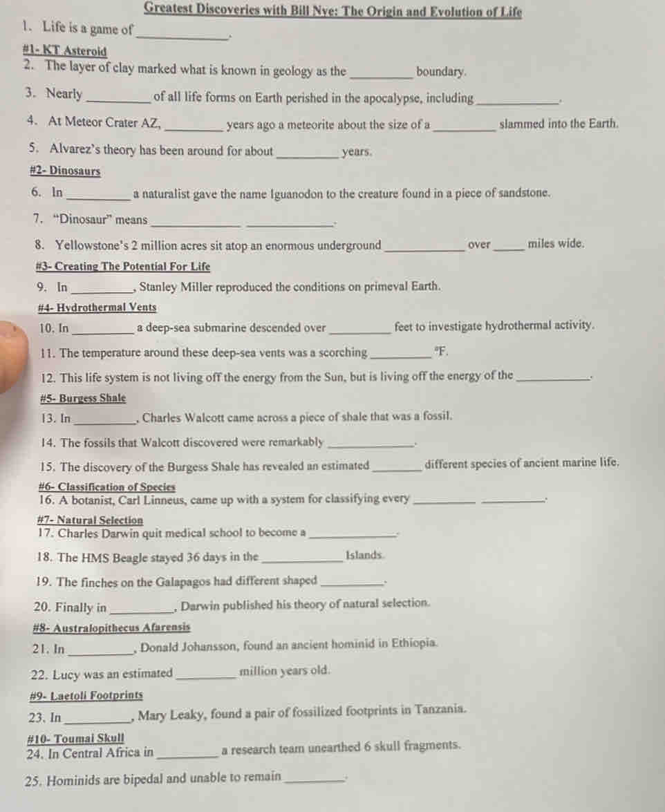 Solved: Greatest Discoveries with Bill Nye: The Origin and Evolution of ...