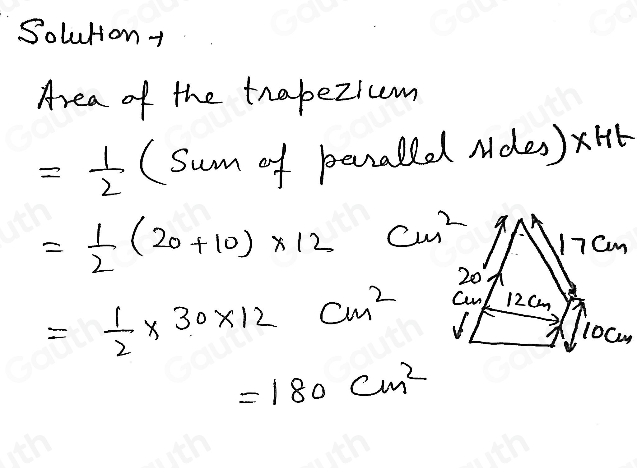 Solved: Work out the area of the trapezium below. [Math]