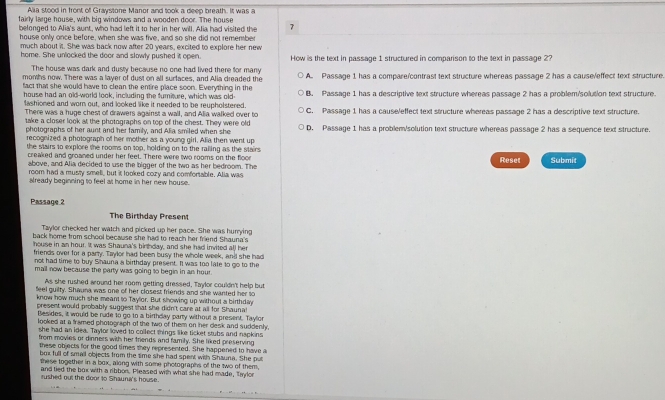 Solved: Alia stood in front of Graystone Manor and took a deep breath ...