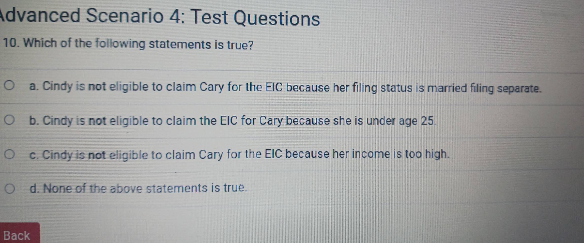Solved: Advanced Scenario 4: Test Questions 10. Which of the following ...
