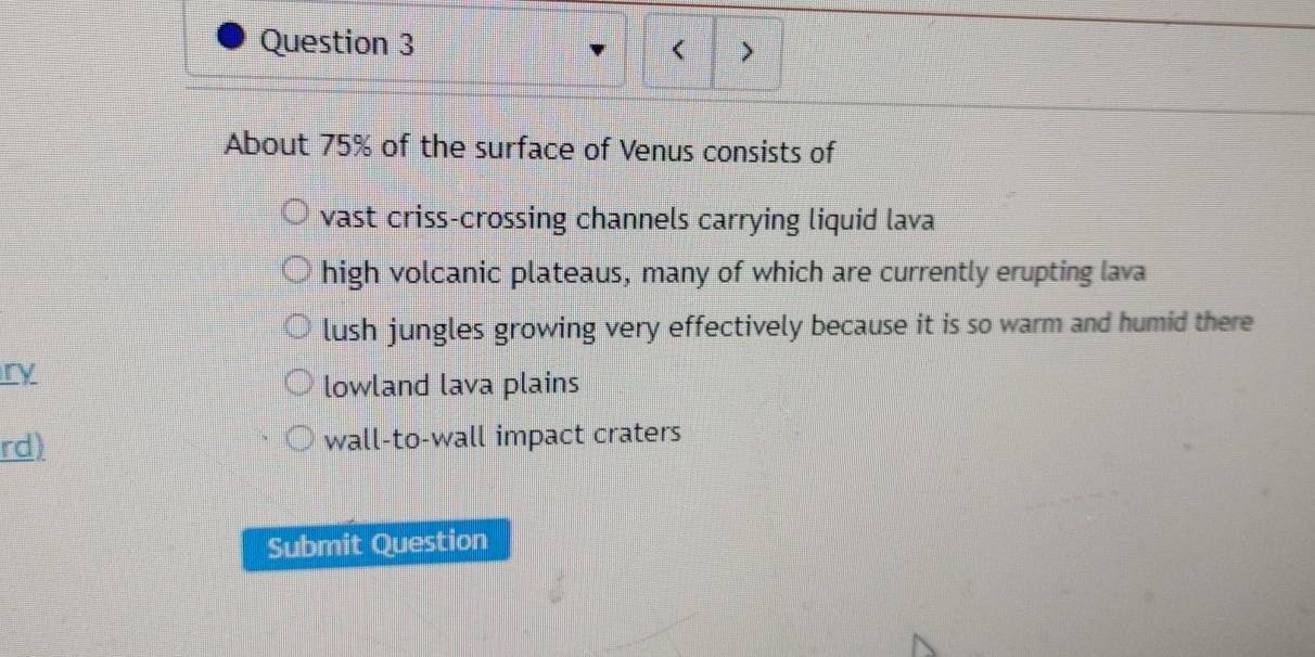 Solved: About 75% of the surface of Venus consists of vast criss ...