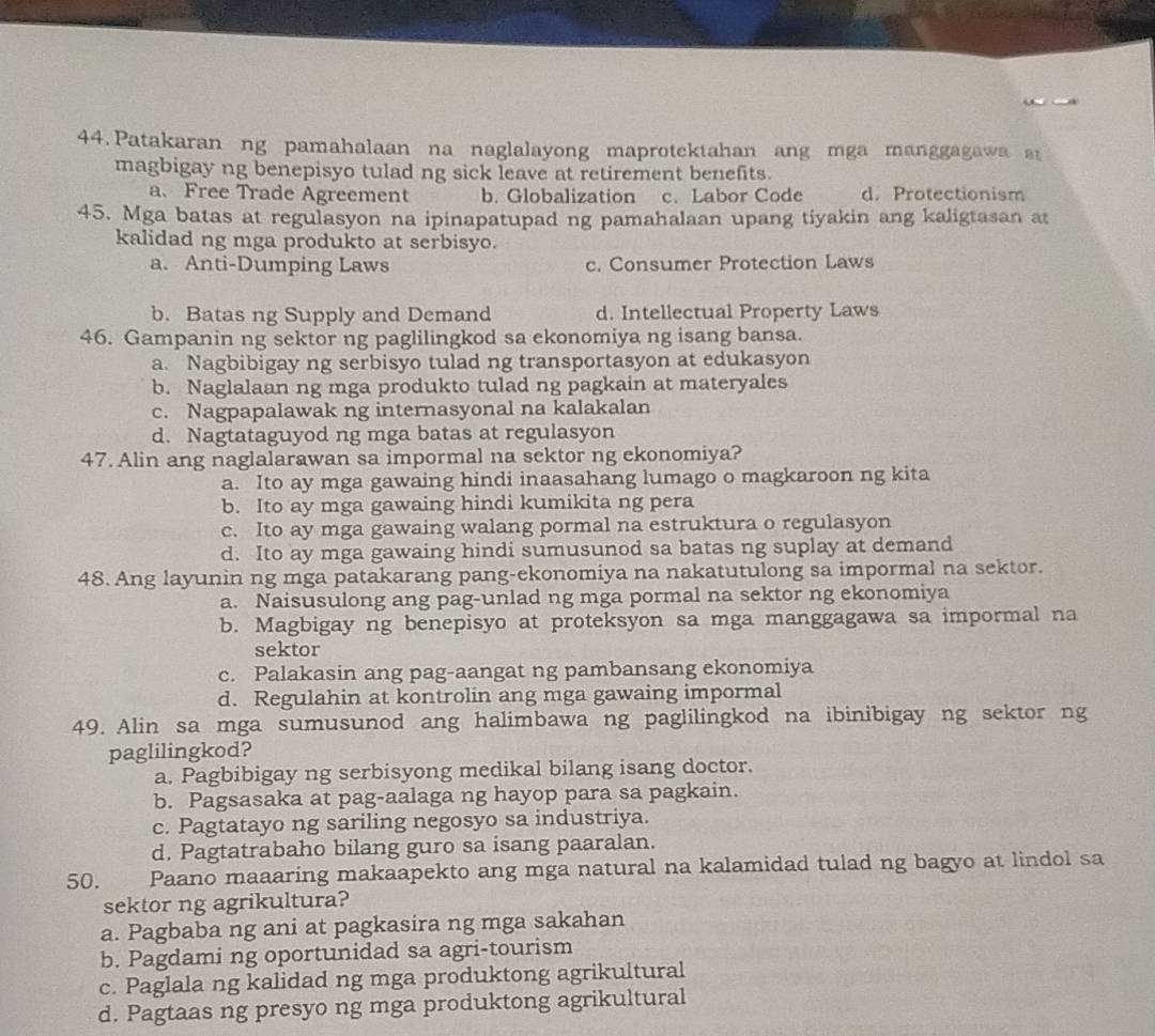 Solved: Patakaran ng pamahalaan na naglalayong maprotektahan ang mga ...