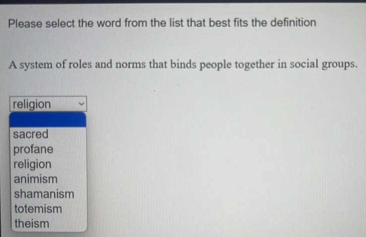 Solved: Please select the word from the list that best fits the ...