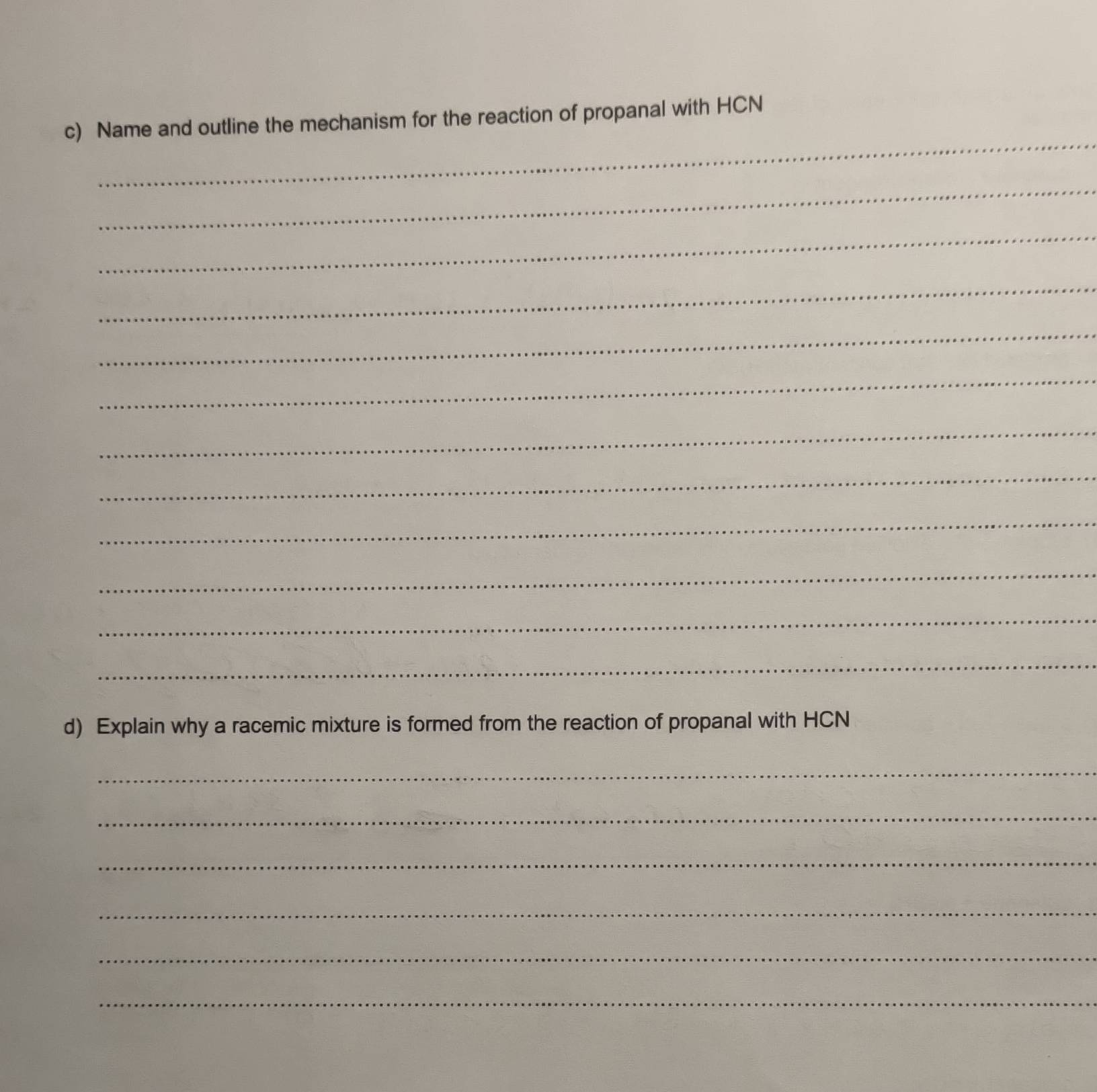 Solved: Name and outline the mechanism for the reaction of propanal ...