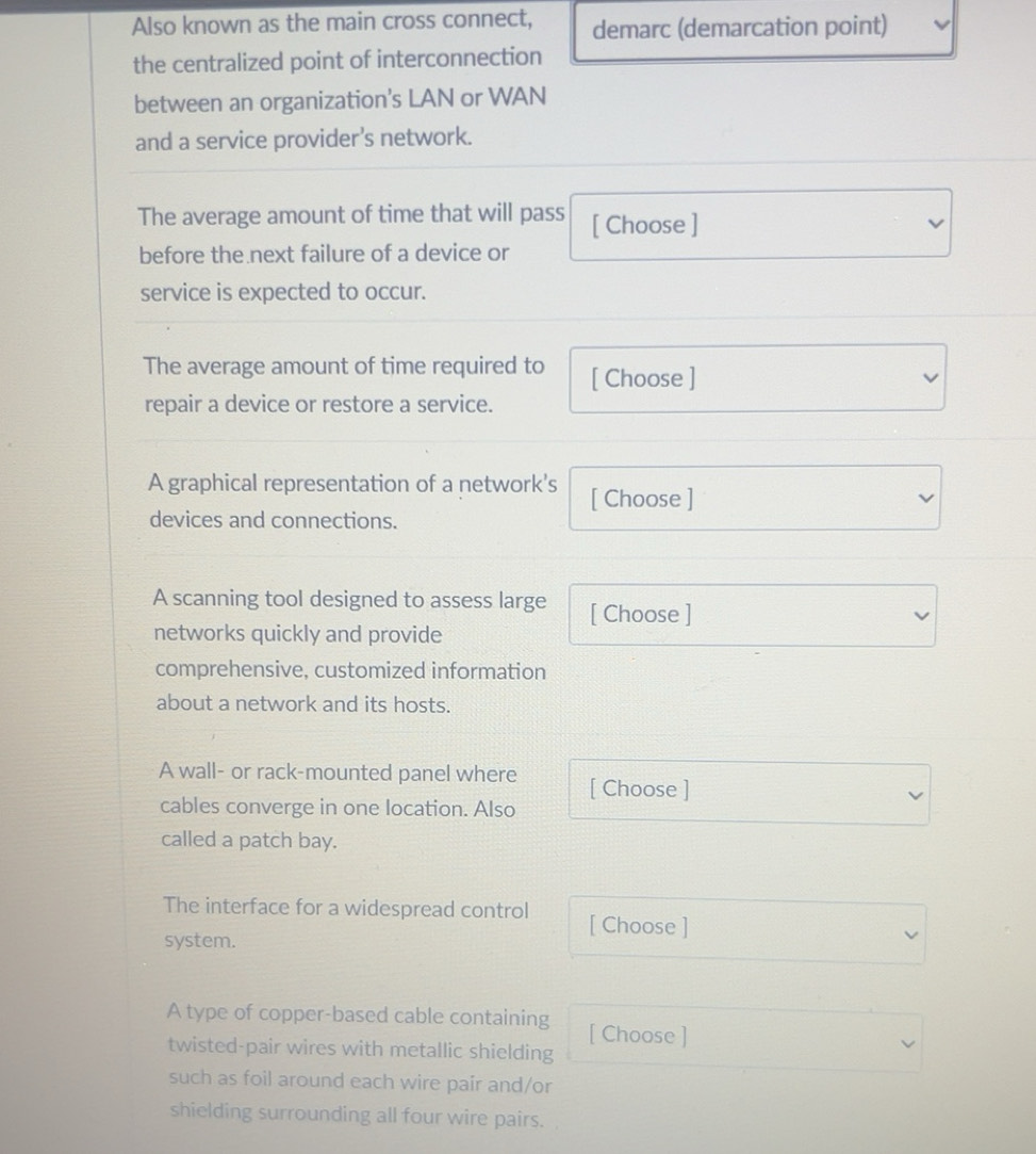 Solved: Also known as the main cross connect, demarc (demarcation point ...