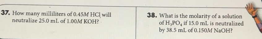 Solved: How many milliliters of 0.45M HCl will 38. What is the molarity ...