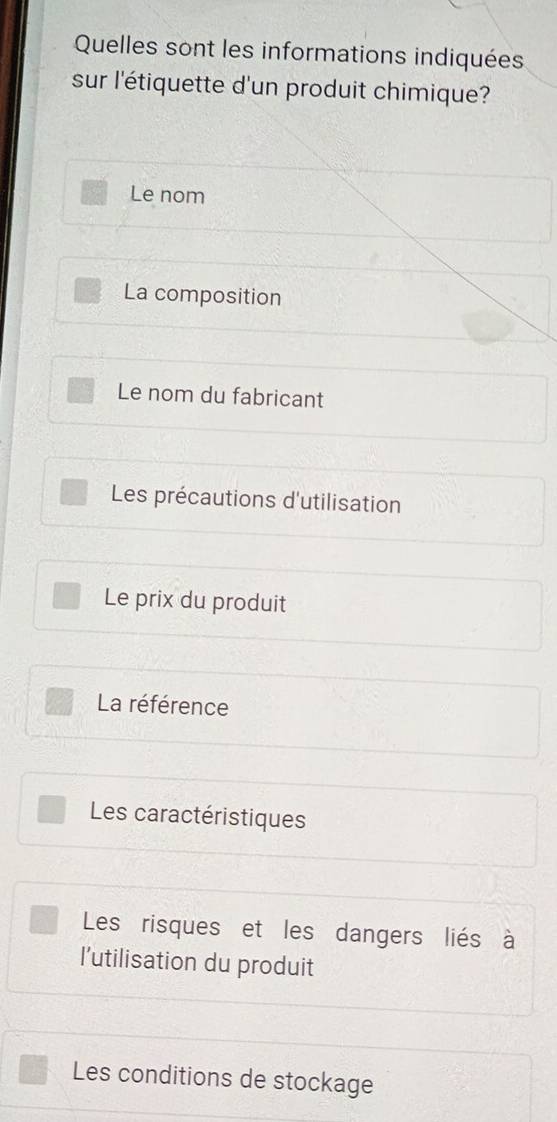 Résolu :Quelles sont les informations indiquées sur l'étiquette d'un ...