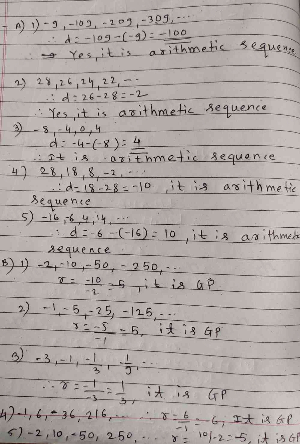 Solved: Determine if the given sequence is arithmetic. If it is, find ...