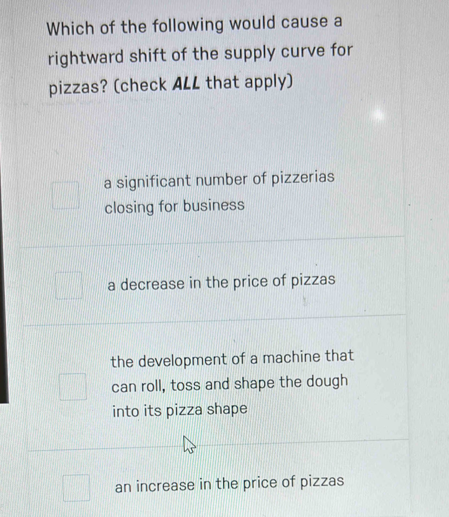 Solved: Which of the following would cause a rightward shift of the ...