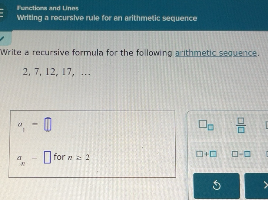 Solved: Functions and Lines Writing a recursive rule for an arithmetic sequence Write a recursiv ...