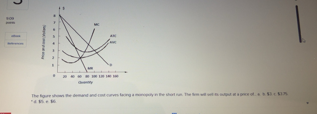 Solved: $ 9.09 8 points 7 MC 6 eBook ATC References B 5 4 AVC 3 2 1 D MR 0 20 40 60 80 100 120 ...