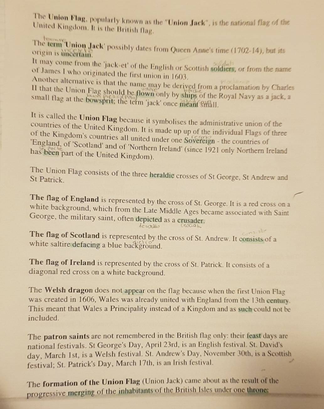 Risolto:The Union Flag, popularly known as the 'Union Jack', is the ...