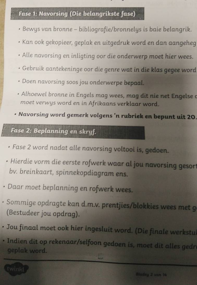 Solved: Fase 1: Navorsing (Die belangrikste fase) Bewys van bronne ...