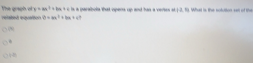 Solved: The graph of y=ax^2+bx+c is a parabola that opens up and has a ...