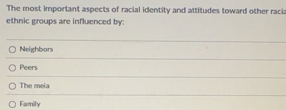Solved: The most important aspects of racial identity and attitudes ...
