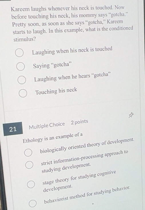 Solved: Kareem laughs whenever his neck is touched. Now before touching ...