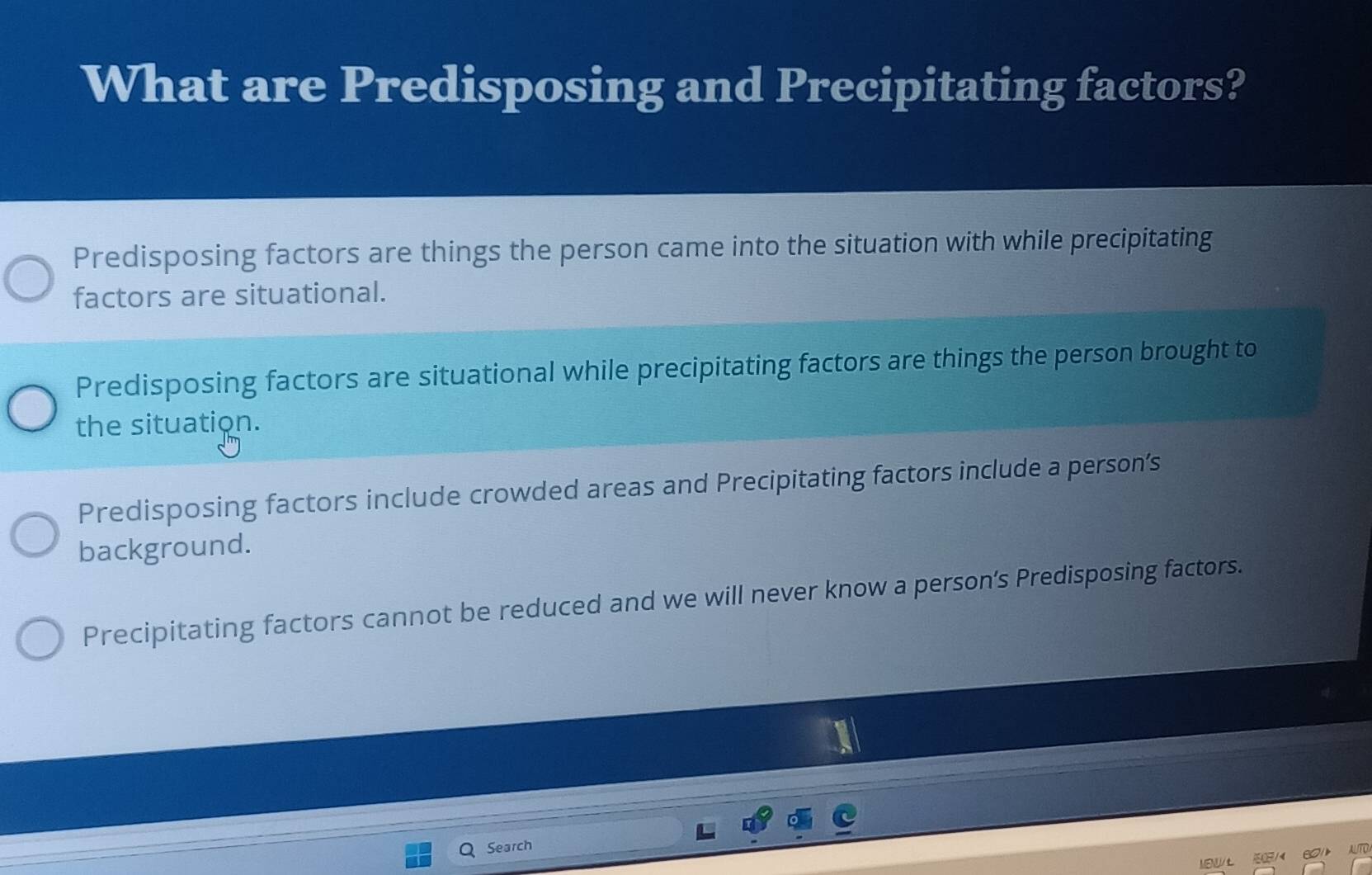 Solved: What are Predisposing and Precipitating factors? Predisposing ...