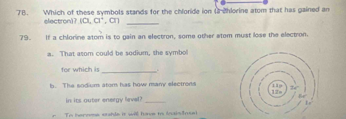 Solved: Which of these symbols stands for the chloride ion (a chlorine ...