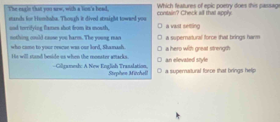 Solved: The eagle that you saw, with a lion's head, Which features of ...